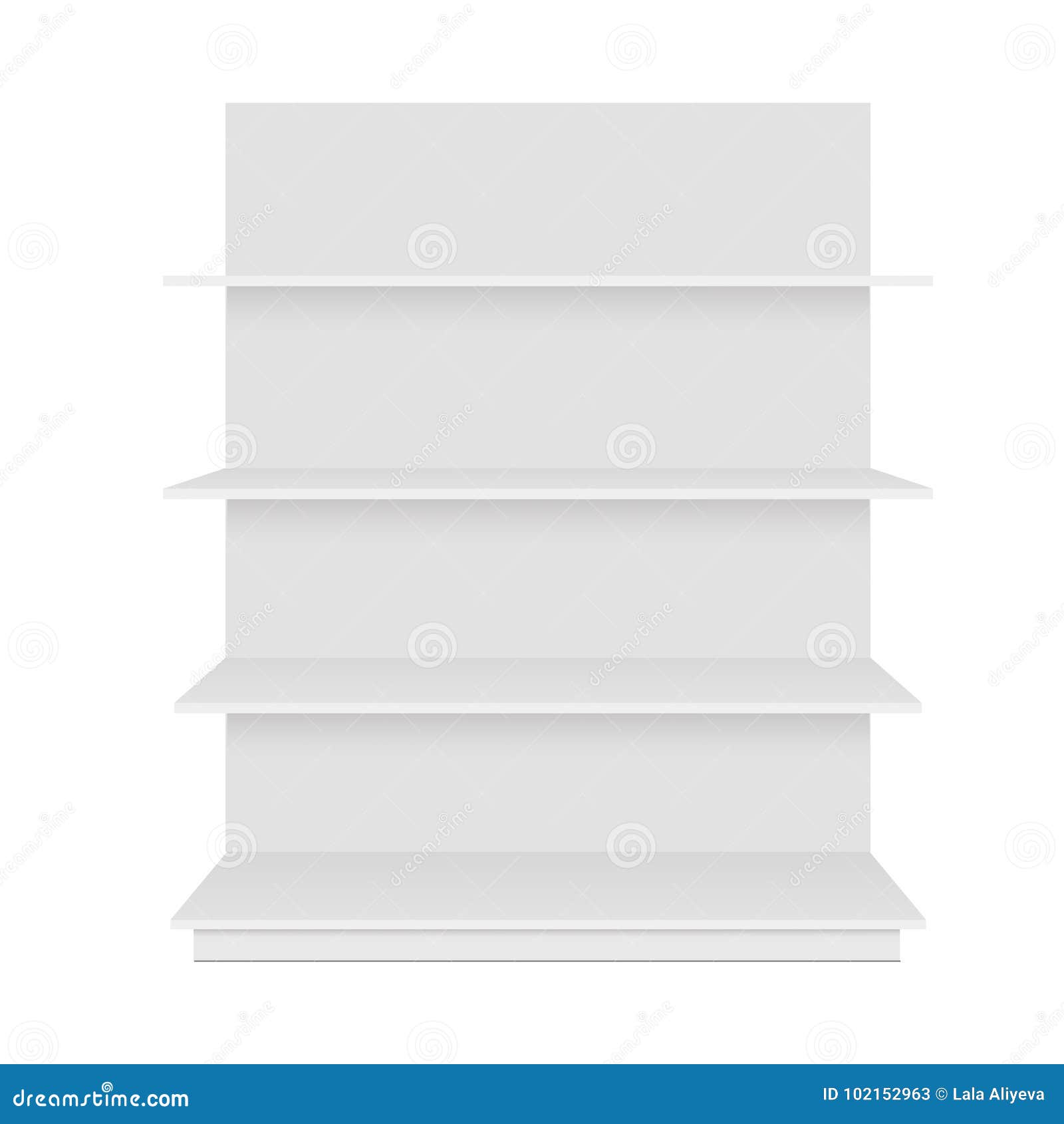 Blank Empty Showcase Display with Retail Shelves. Front View. Vector ...