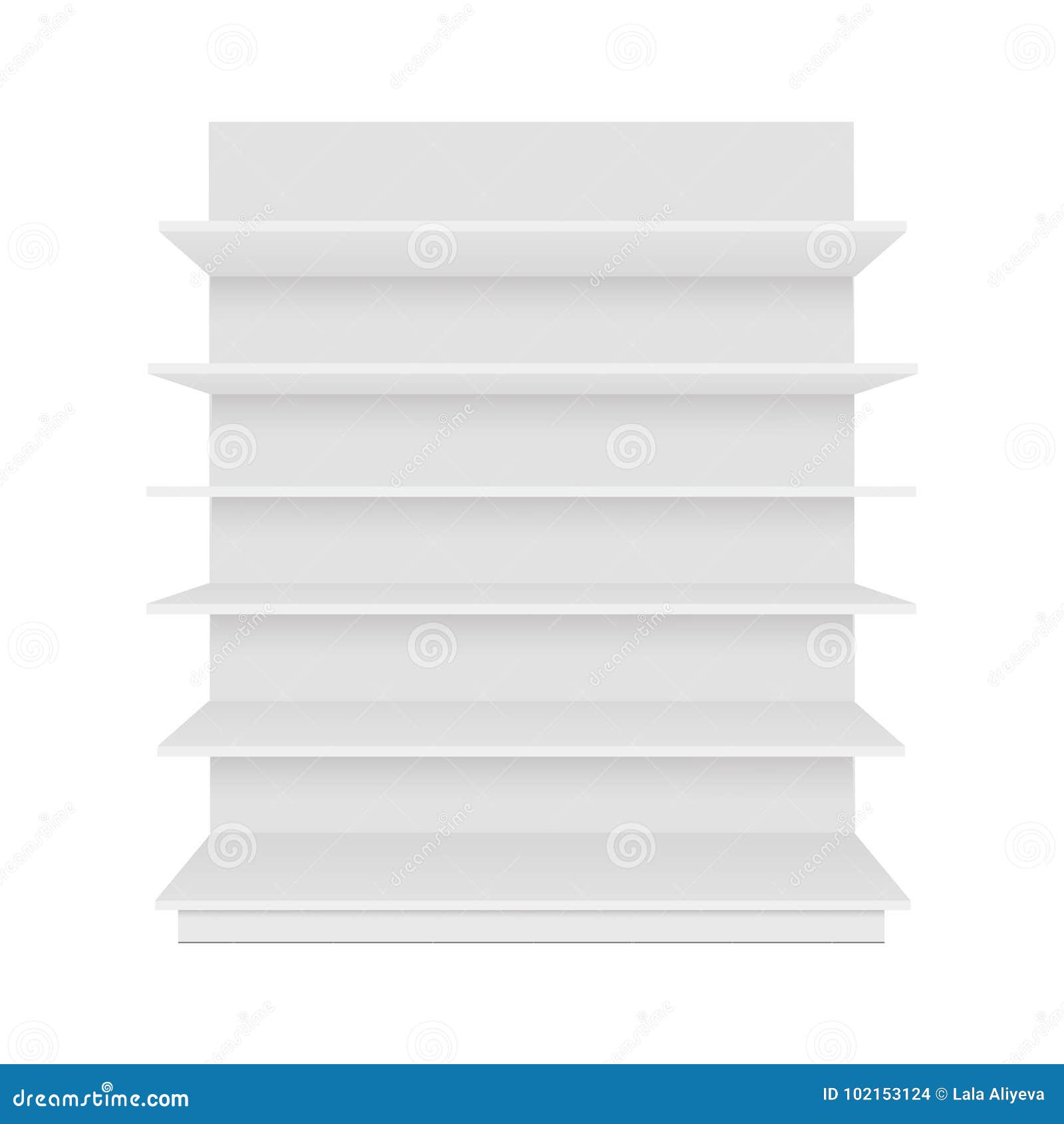 Blank Empty Showcase Display with Retail Shelves. Front View. Vector ...