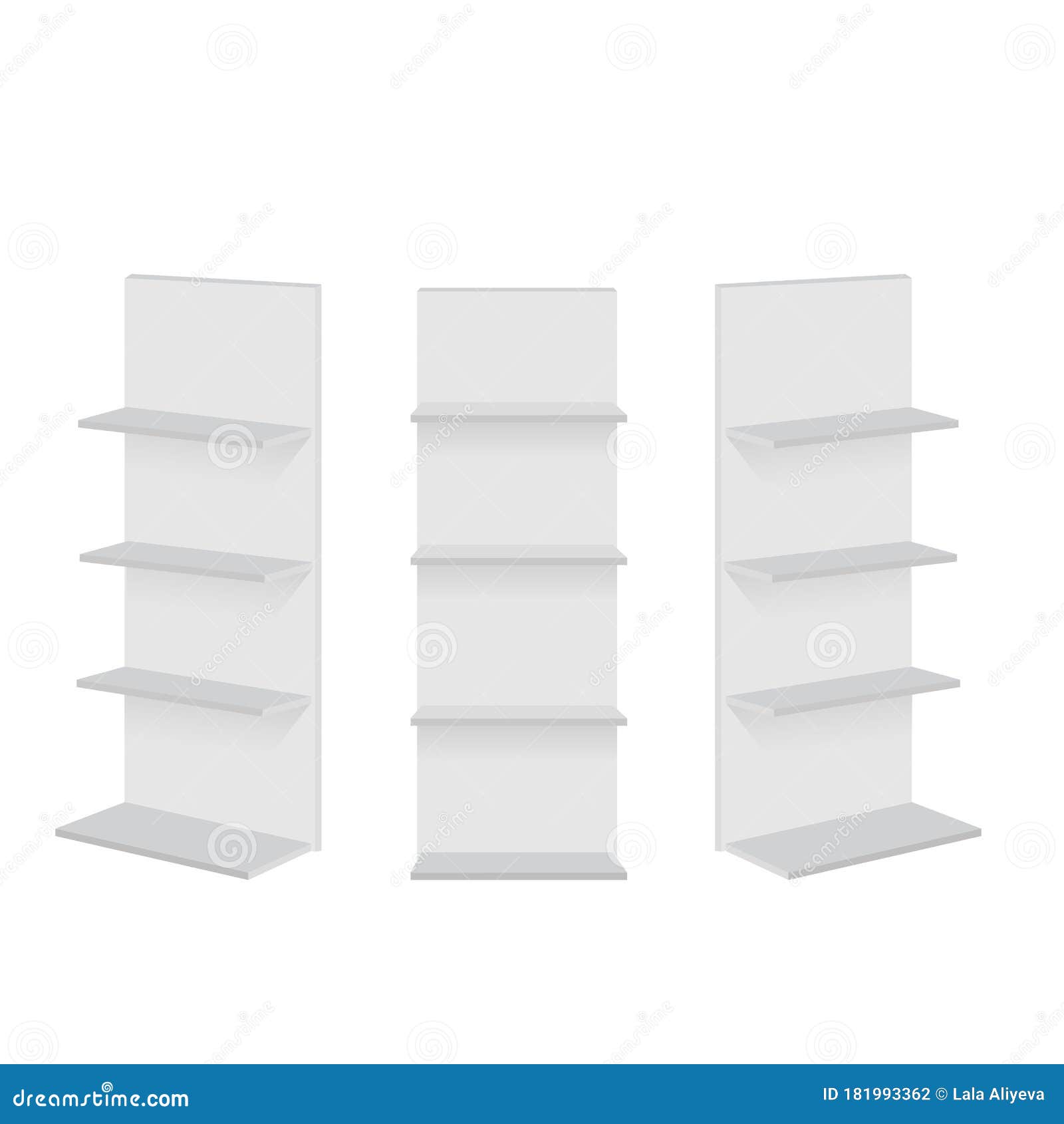Blank Empty Showcase Display with Retail Shelves. Vector Mock Up Stock ...