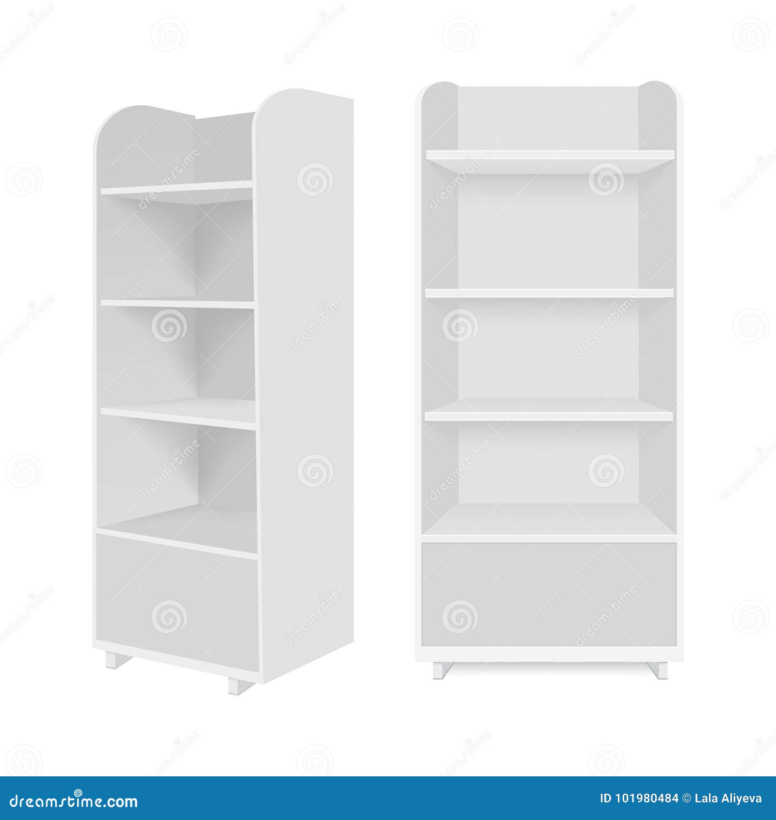 Blank Empty Showcase Display with Retail Shelves. Vector Mock Up ...