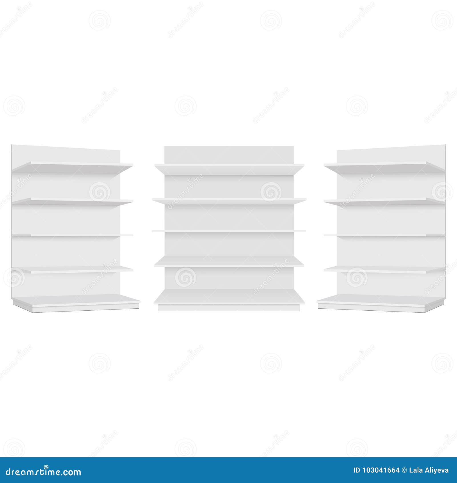 Blank Empty Showcase Display with Retail Shelves. Vector Mock Up ...