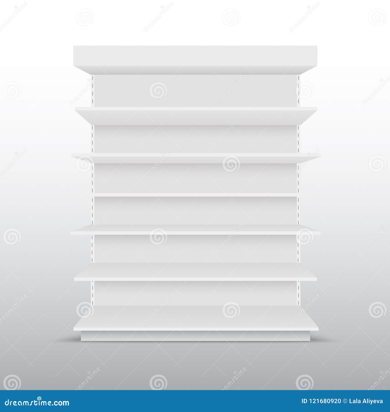 Blank Empty Showcases Display with Retail Shelves. Front View. Vector ...