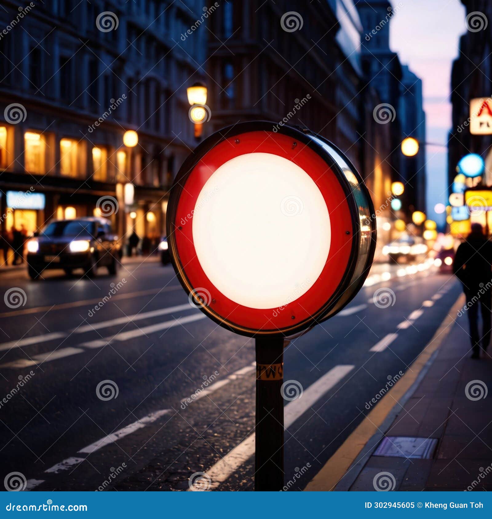 Blank, Empty, Street Traffic Sign on Road Stock Illustration ...
