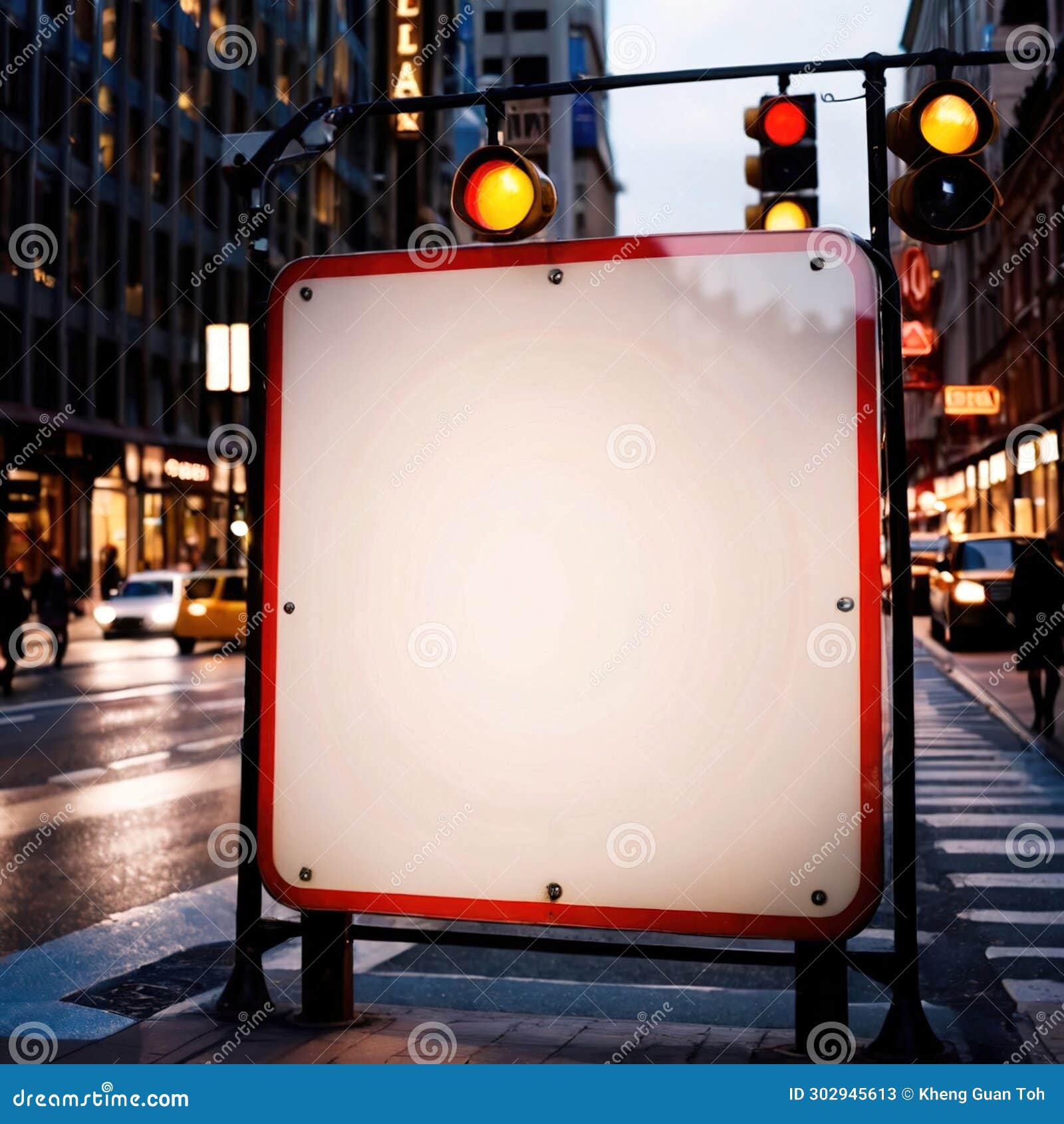 Blank, Empty, Street Traffic Sign on Road Stock Illustration ...