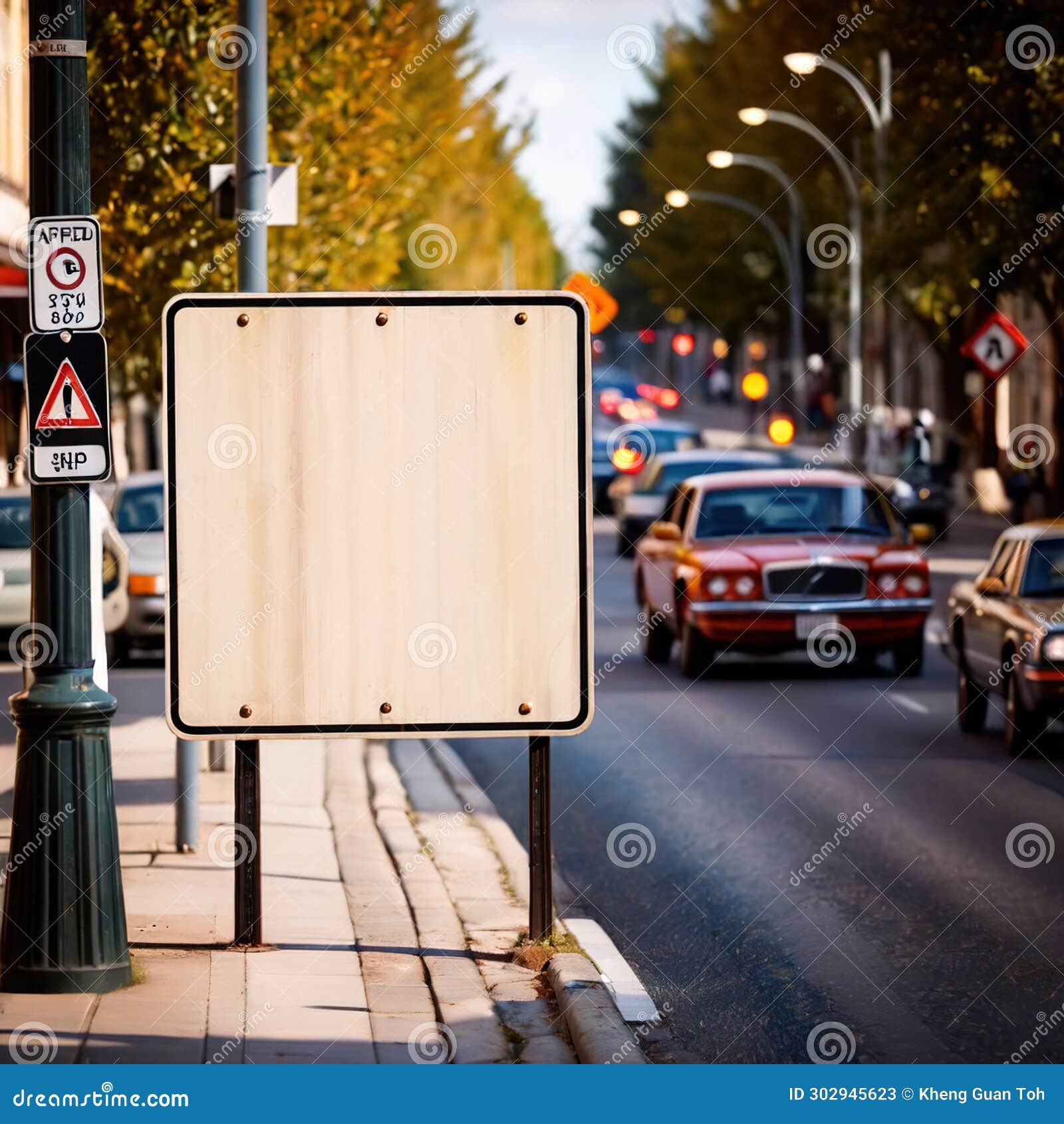 Blank, Empty, Street Traffic Sign on Road Stock Illustration ...