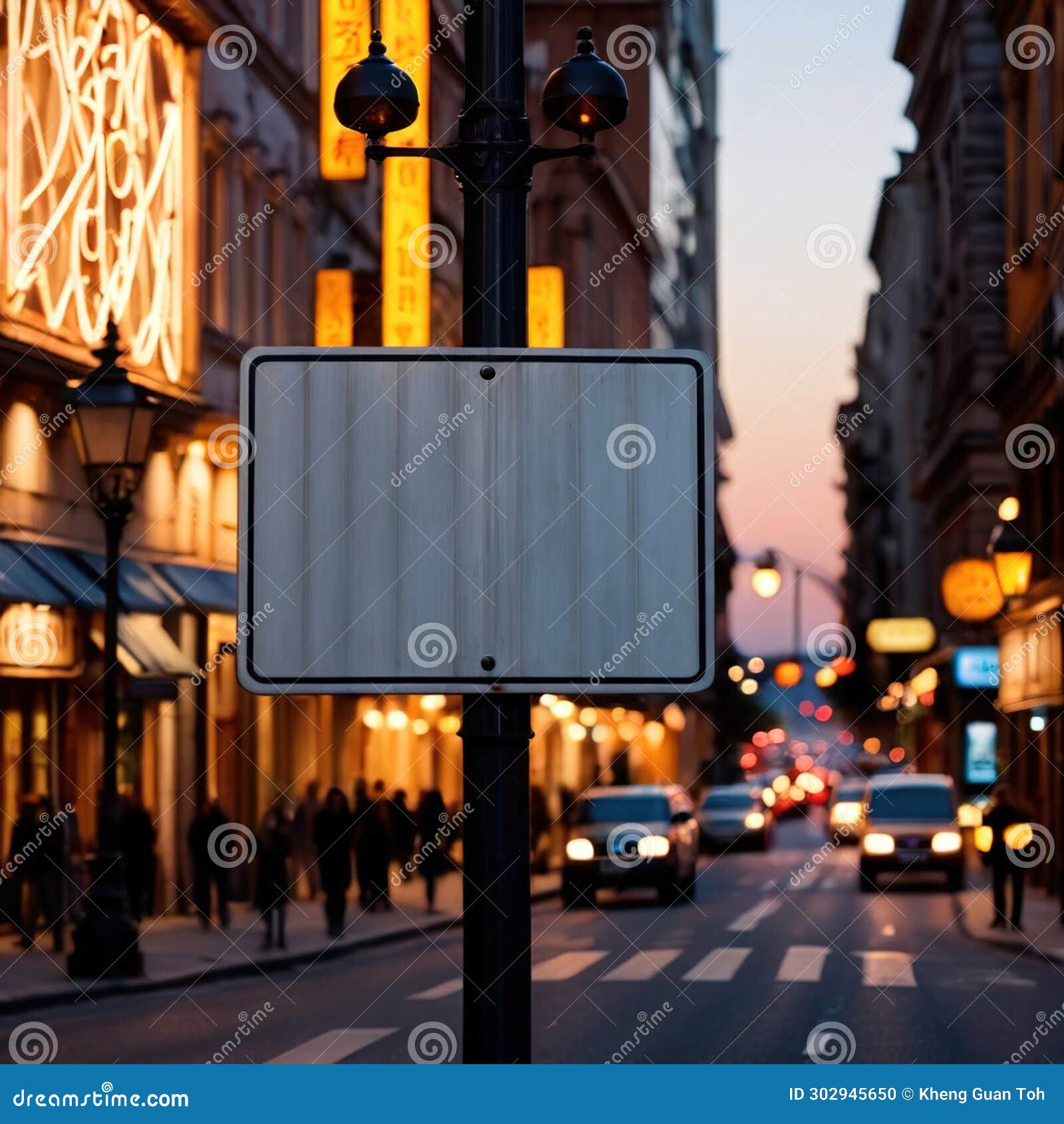 Blank, Empty, Street Traffic Sign on Road Stock Illustration ...