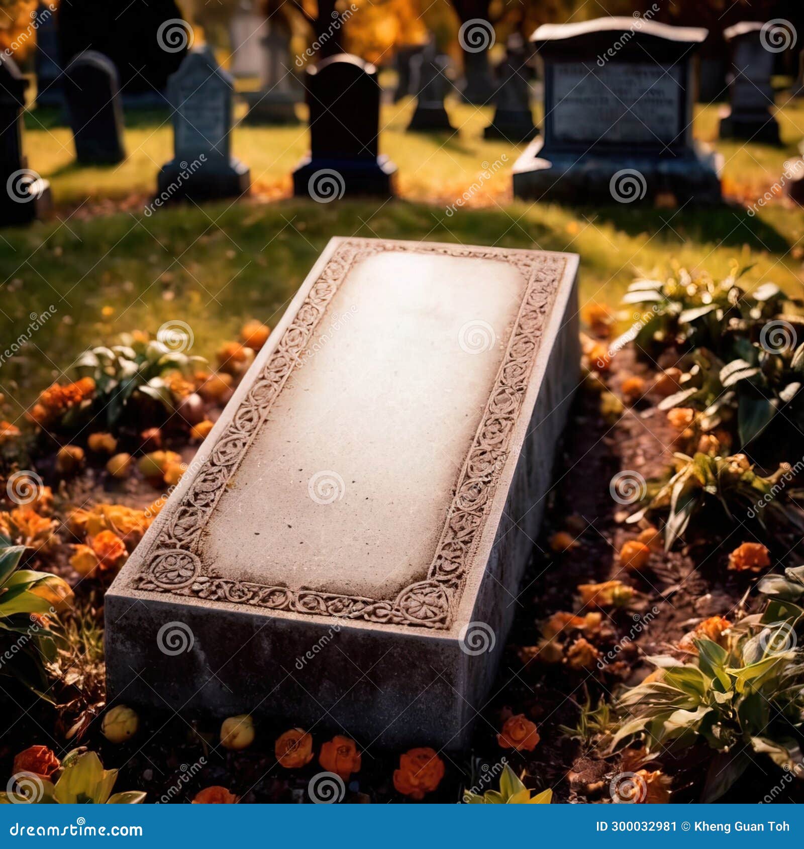 Blank Empty Tombstone In Graveyard, Message Communication From Burial ...