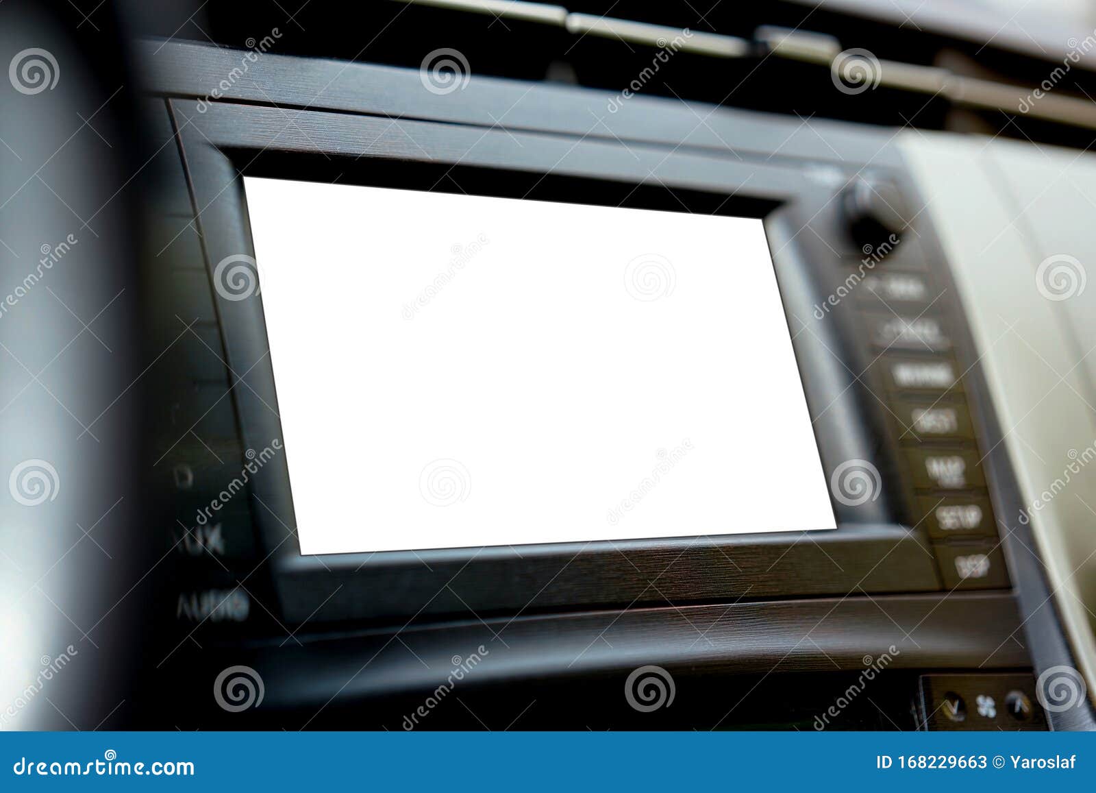 Empty White Display Screen Mock-up Inside Car Stock Image - Image of ...