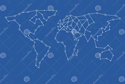 World Map Template Dot Connected Map for Graphic Design Use Stock ...