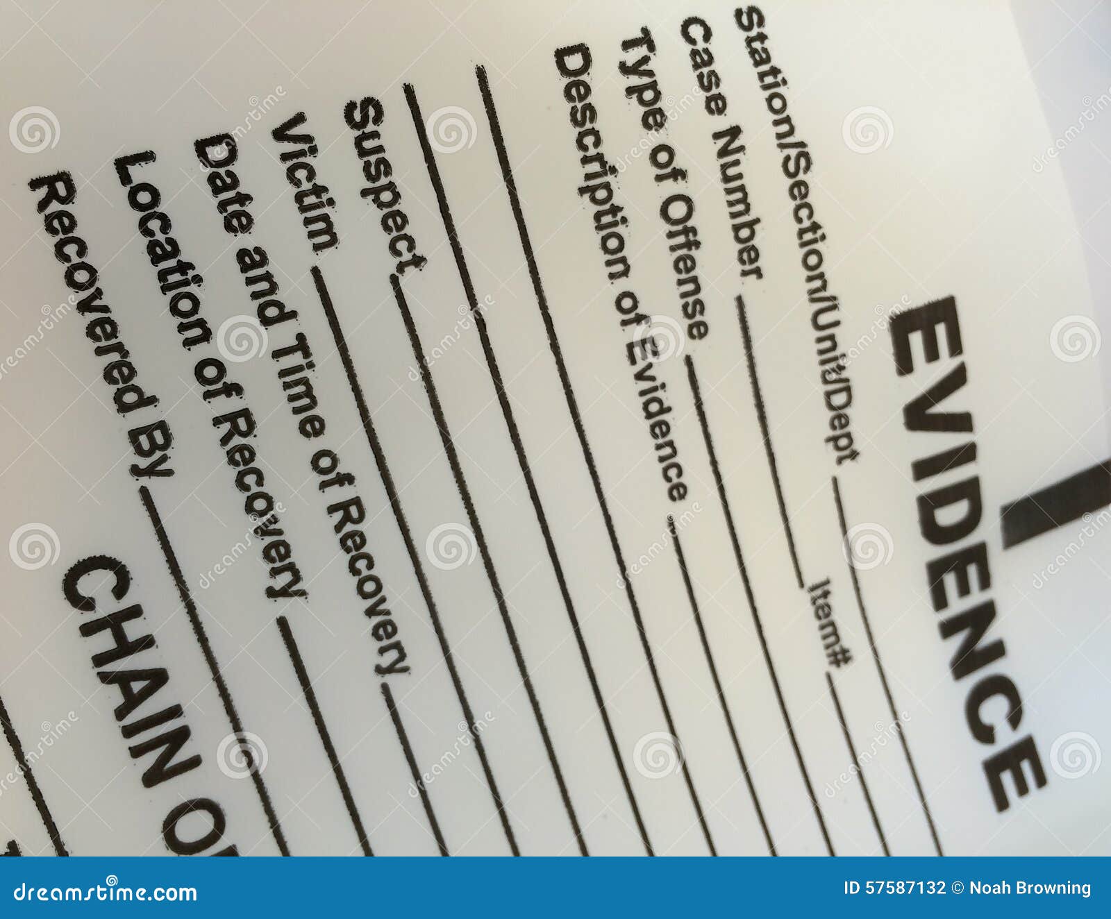 Blank evidence form stock photo. Image of evidence, police - 57587132