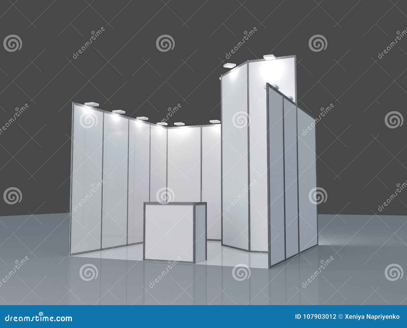 Blank Exhibition Stand. 3d Render Isolated on White Background, Empty ...