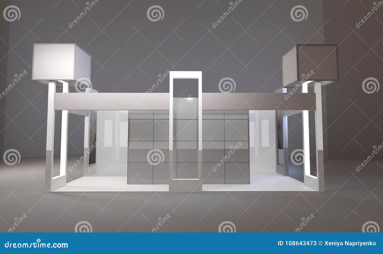 Blank Exhibition Stand. 3d Render Isolated on White Background, Empty ...