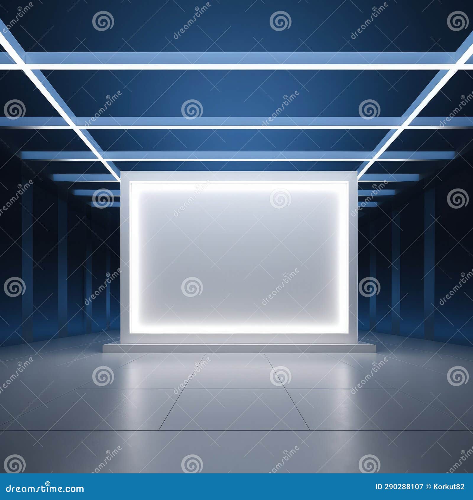 Blank Exhibition Stand in Empty Gallery Interior. Stock Illustration ...