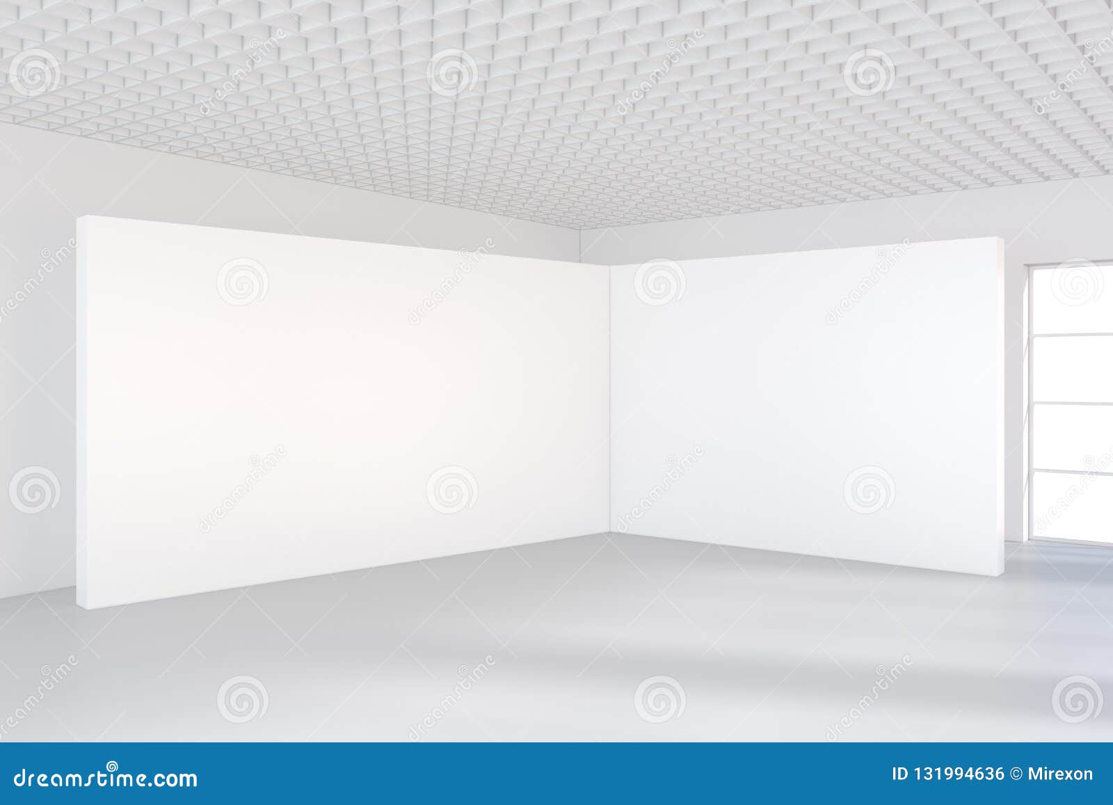 Blank Exposition Modern Gallery,open Space.Blank White Empty Canvas. 3d ...