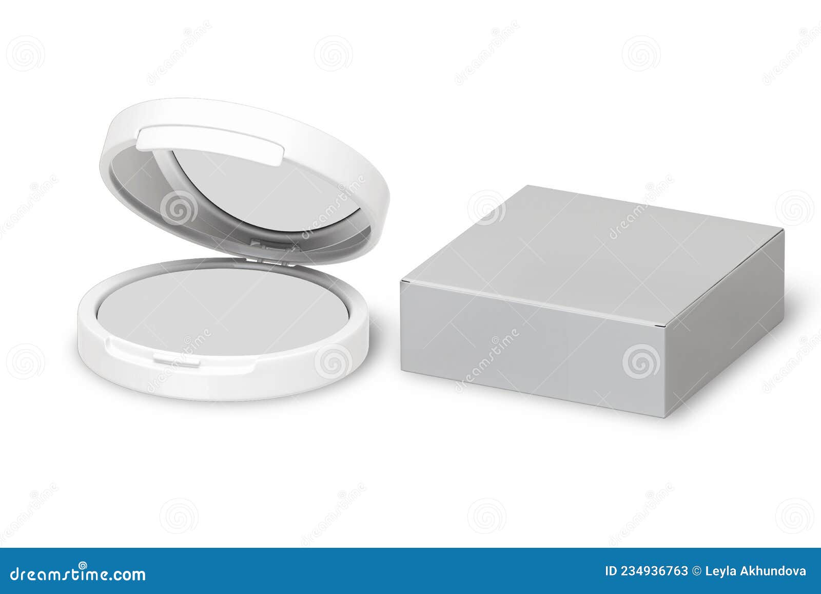 Blank Face Powder or Blusher Container Mockup with Box Packaging. Stock ...