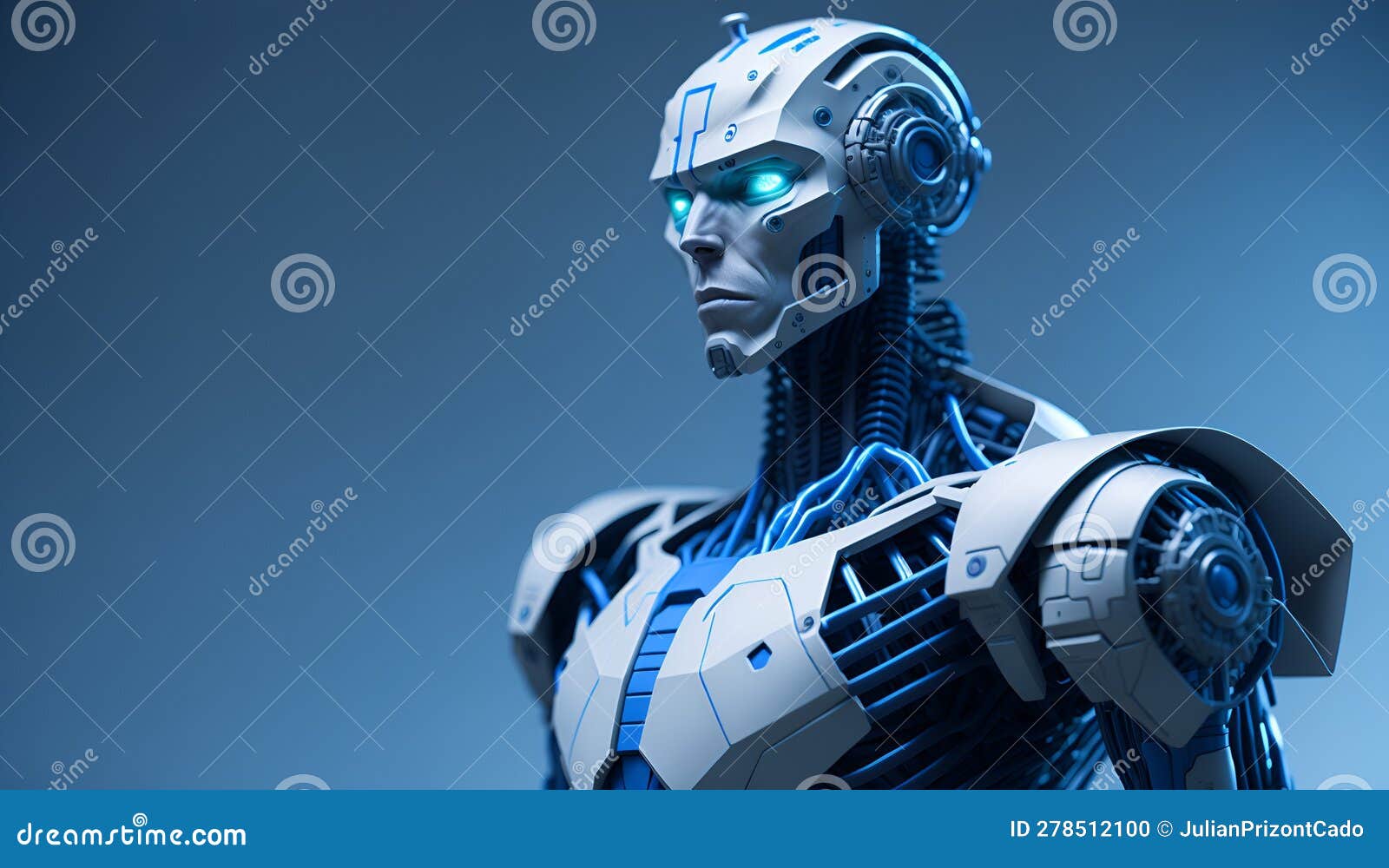 Blank-Faced Robot Man with Blue Eyes Created with Generative Ai Stock ...