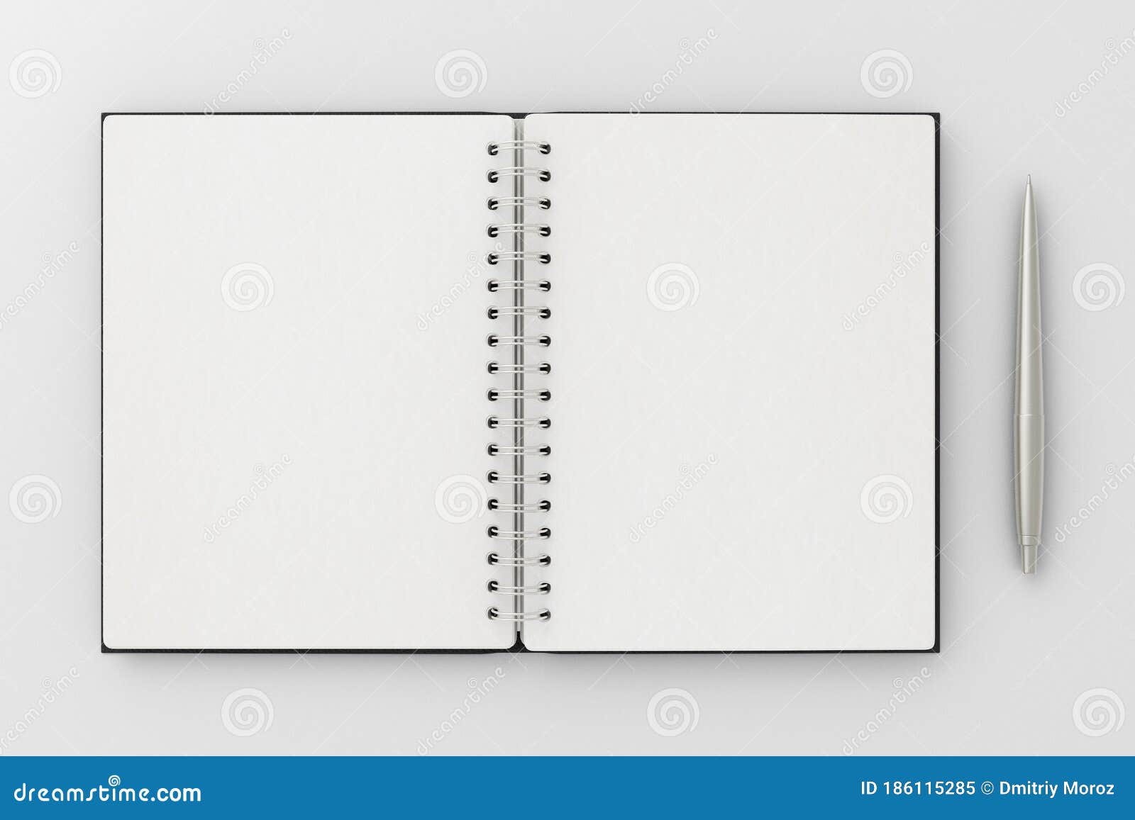 Blank Facing Pages of Notebook on a Spring with Leather Cover Stock ...