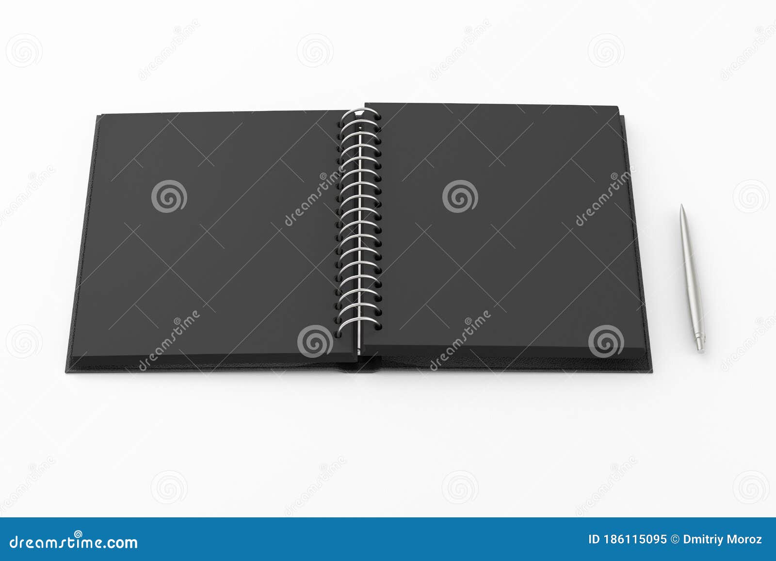 Blank Facing Pages of Notebook on a Spring with Leather Cover Stock ...