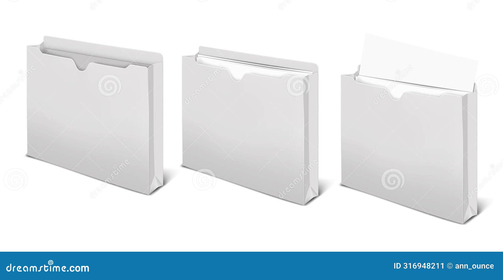 Blank File Jacket Box with White Paper Sheets. Realistic Vector Mockup ...