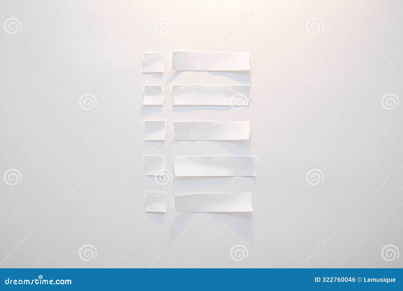 Blank Five White Paper Strips on White Background. Checklist, Plan ...