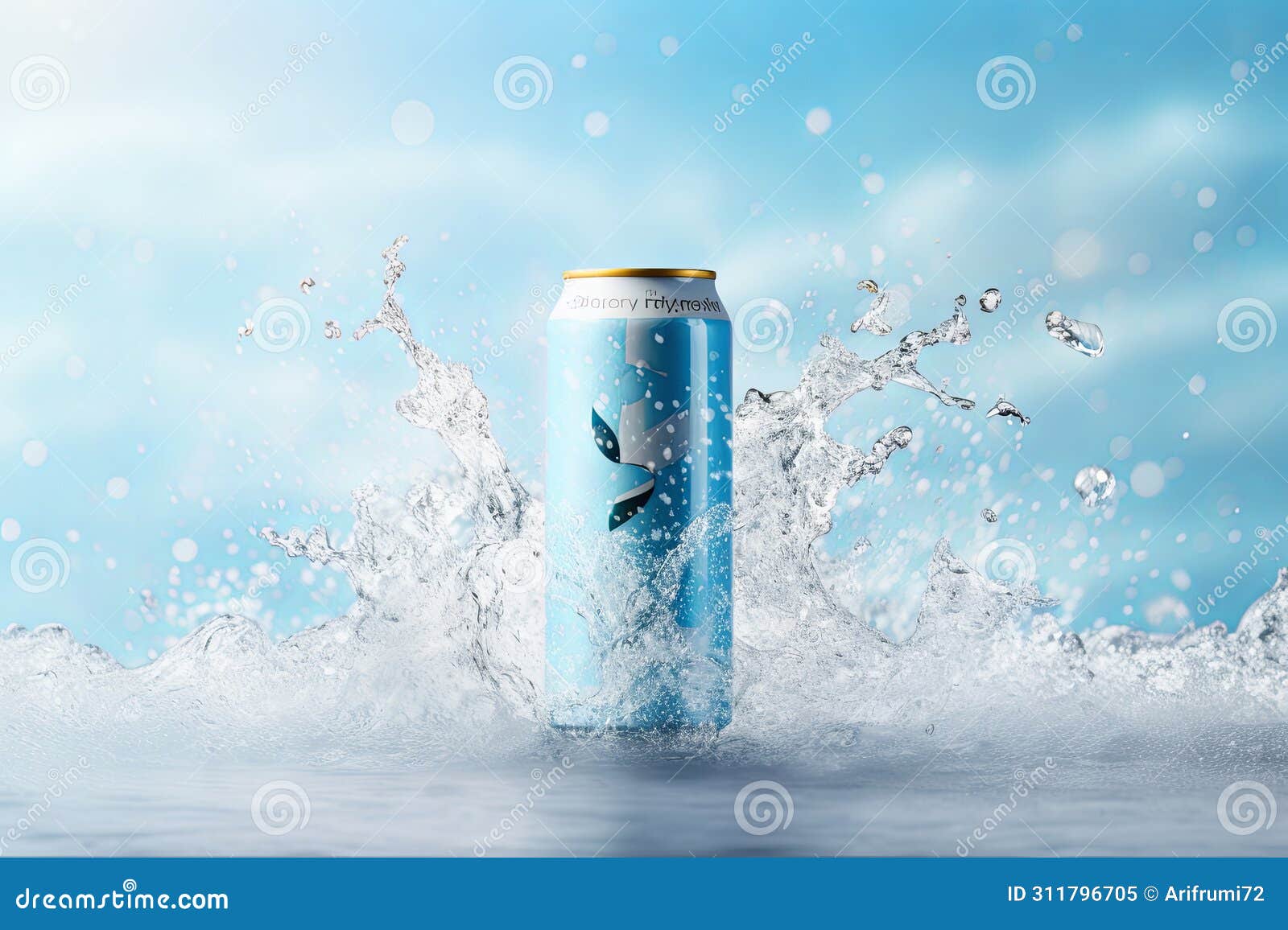 Blank Fizzy Packaging Colorful Can Mockup with Water Drop on a Abstract ...