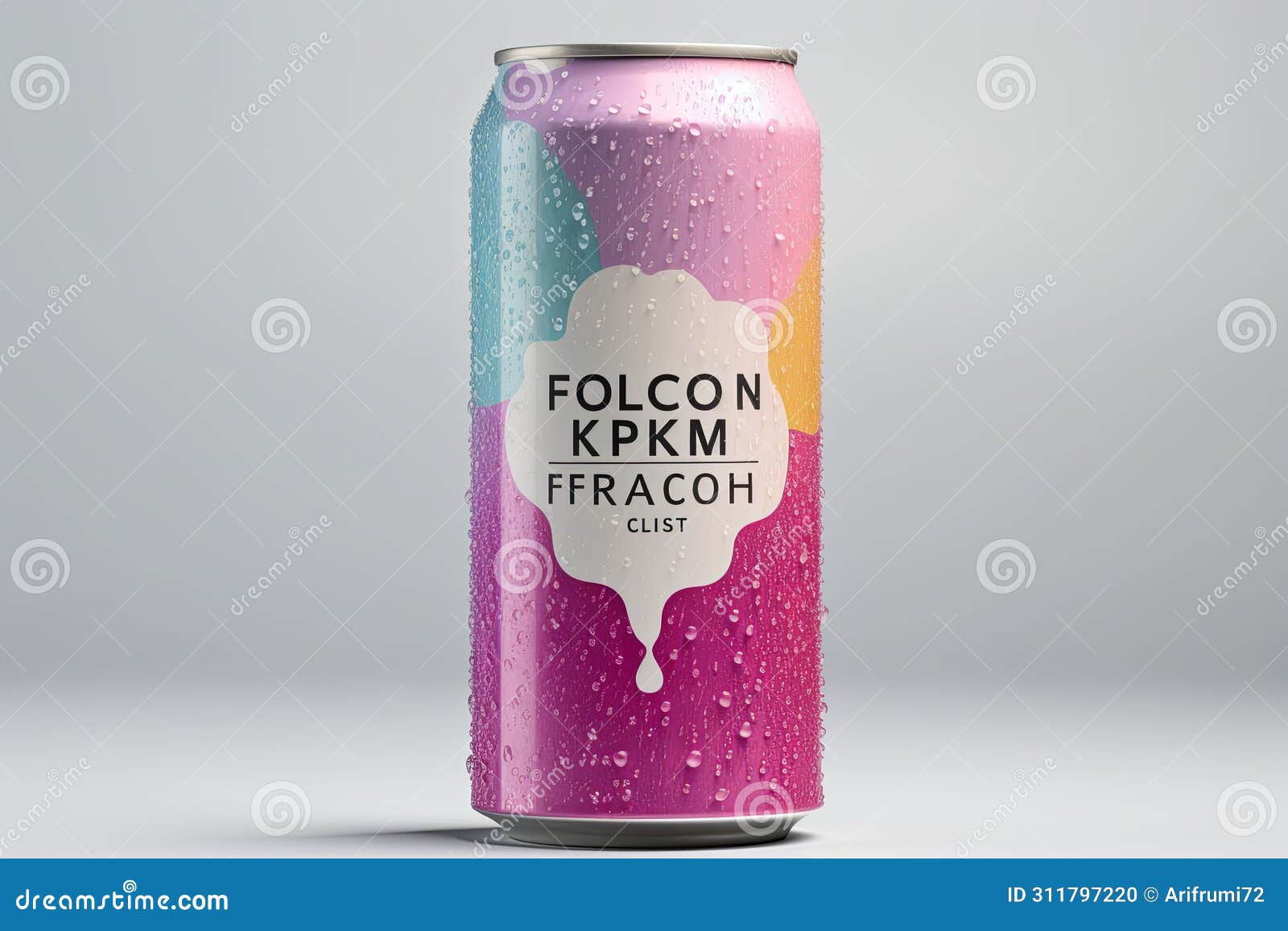 Blank Fizzy Packaging Colorful Can Mockup with Water Drop on a Abstract ...