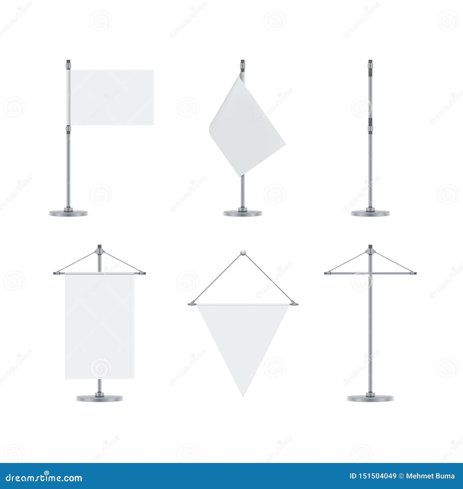 Blank Flag Templates and Flag Poles Stock Illustration - Illustration ...