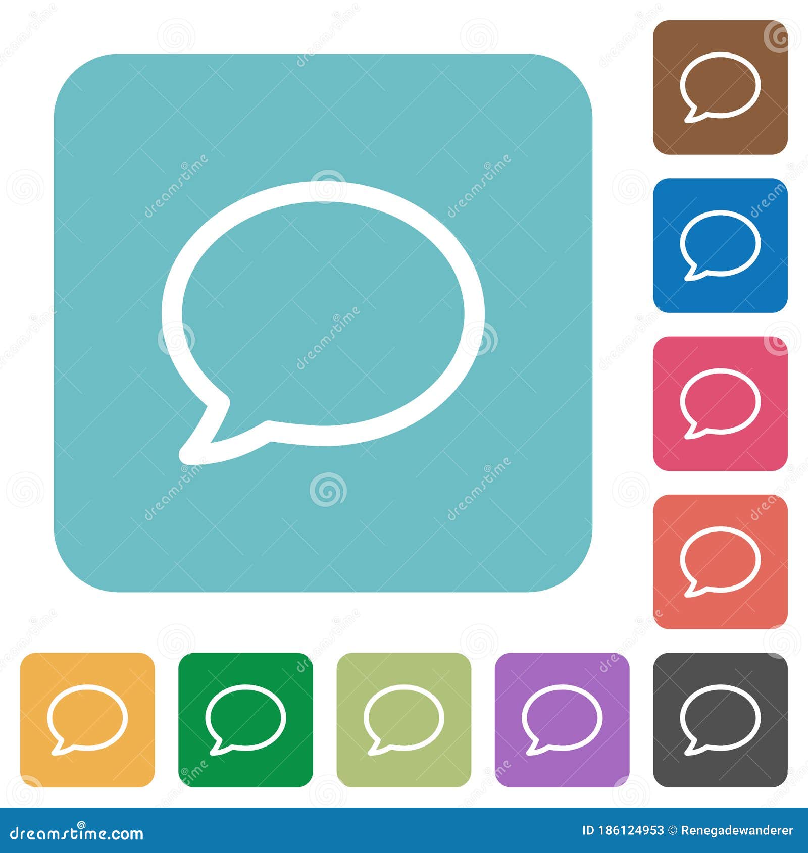 Flat Comment Icons on Rounded Square Backgrounds Stock Vector ...