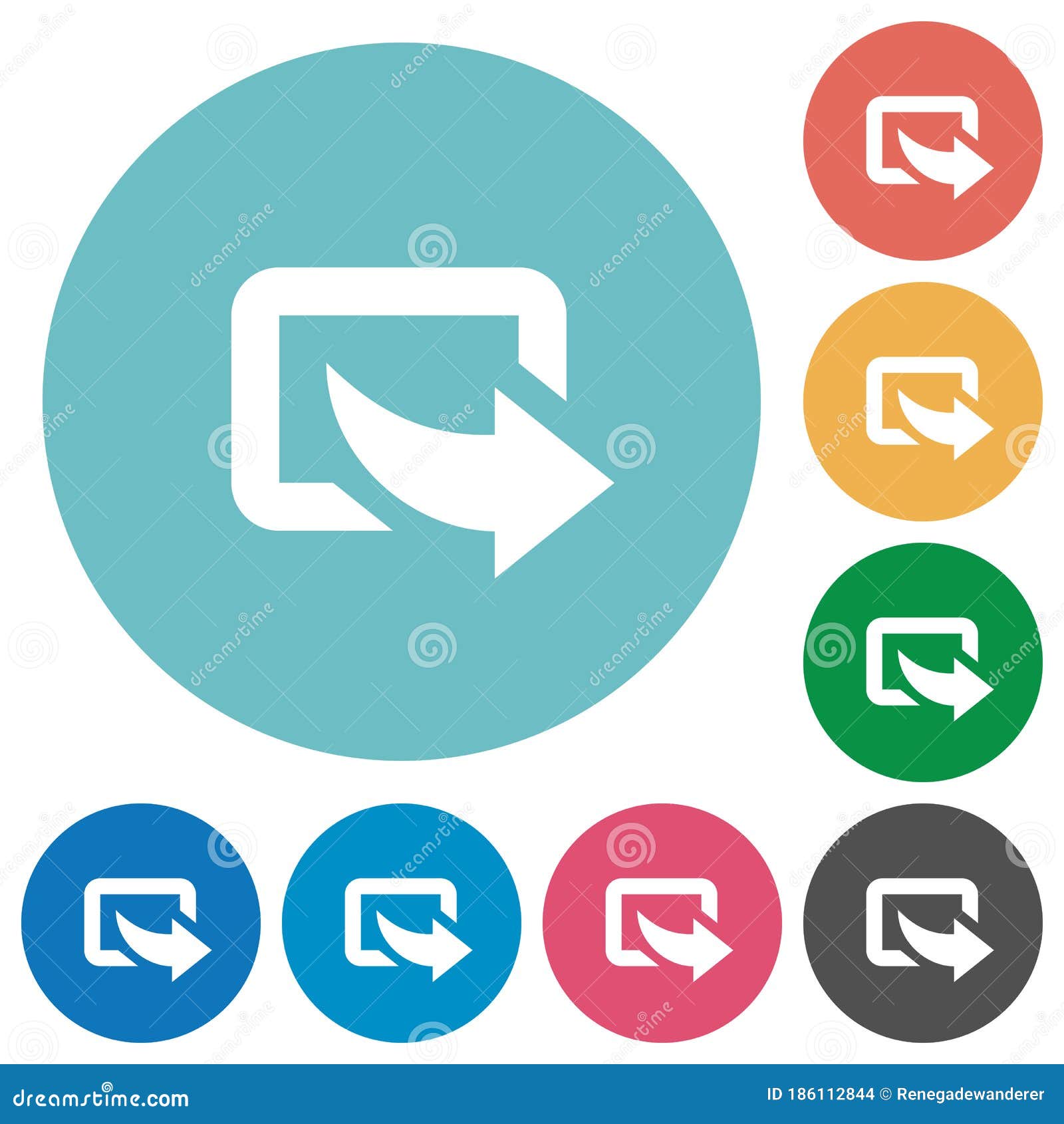 Flat Export Icon Set on Round Color Background Stock Vector ...