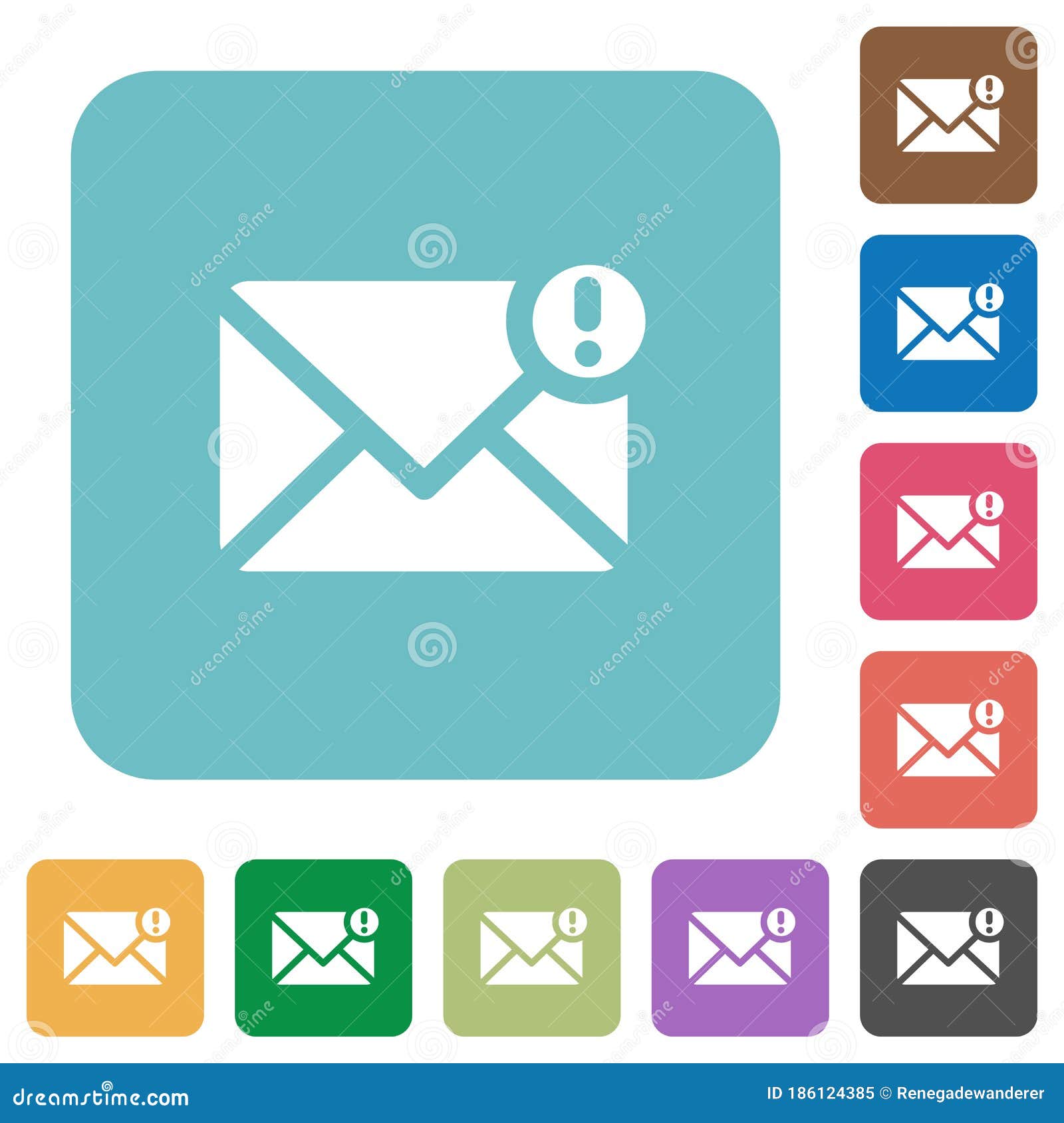 Flat Important Message Icons on Rounded Square Backgrounds Stock Vector ...