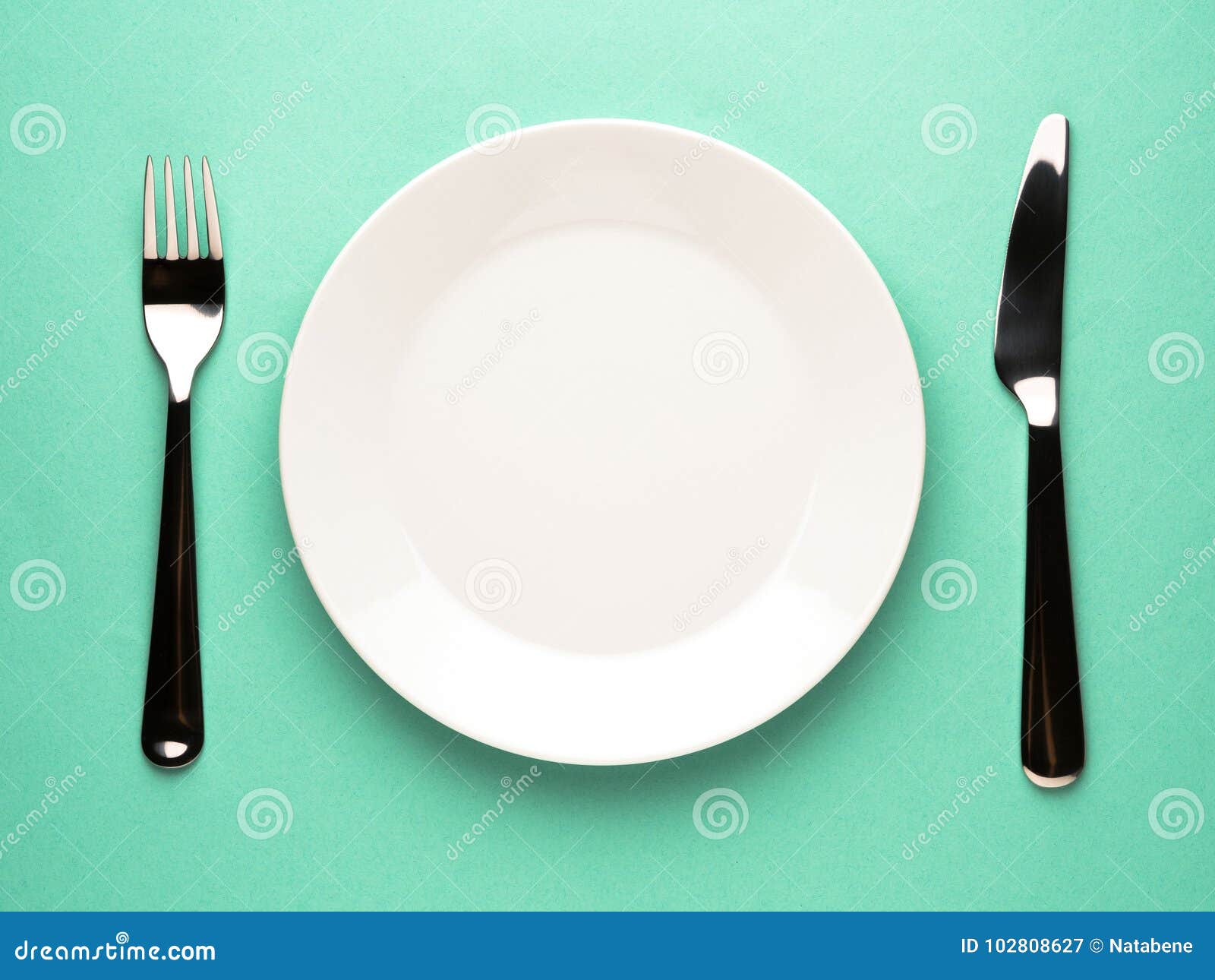 Blank Flat Plate, Knife, Fork Stock Image - Image of restaurant, place ...