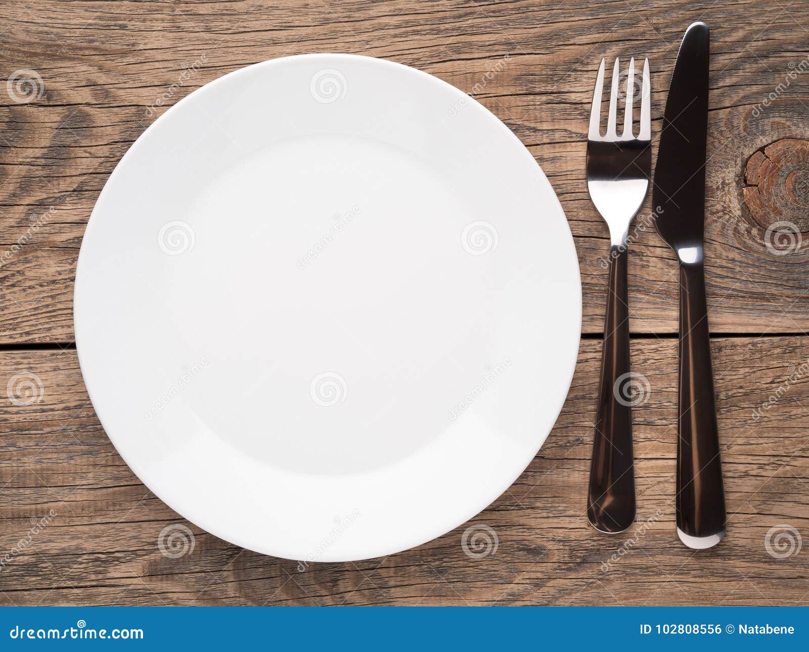 Blank Flat Plate, Knife, Fork Stock Photo - Image of template, diet ...
