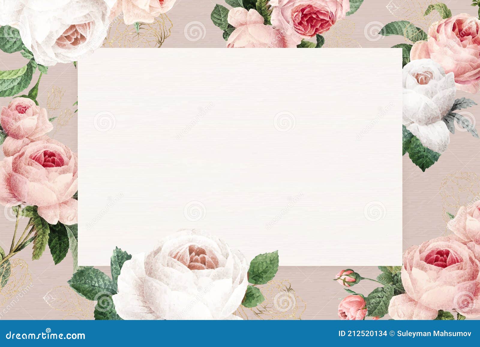 Blank Floral Rectangle Frame Vector Stock Vector - Illustration of ...