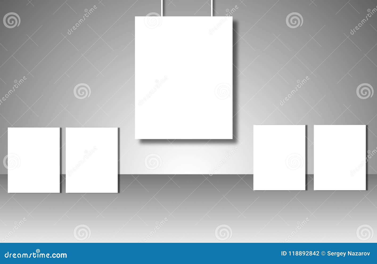 Empty White Posters on Gray Background Stock Illustration ...