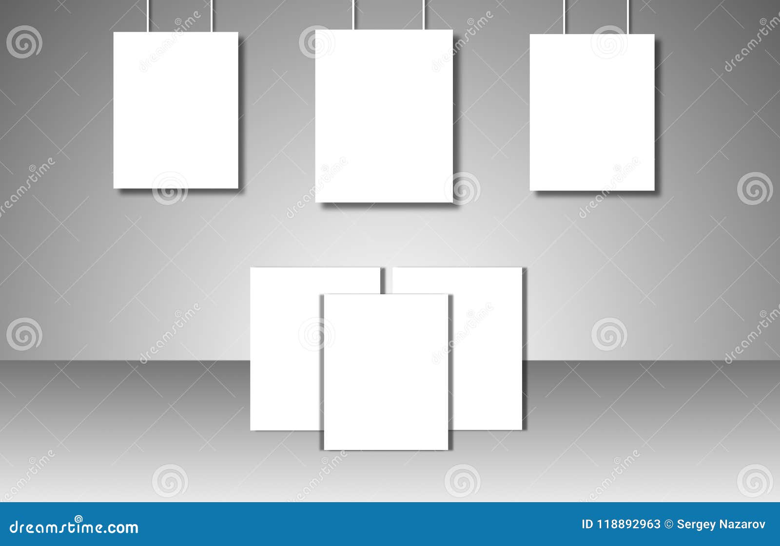 Empty White Posters on Gray Background Stock Illustration ...