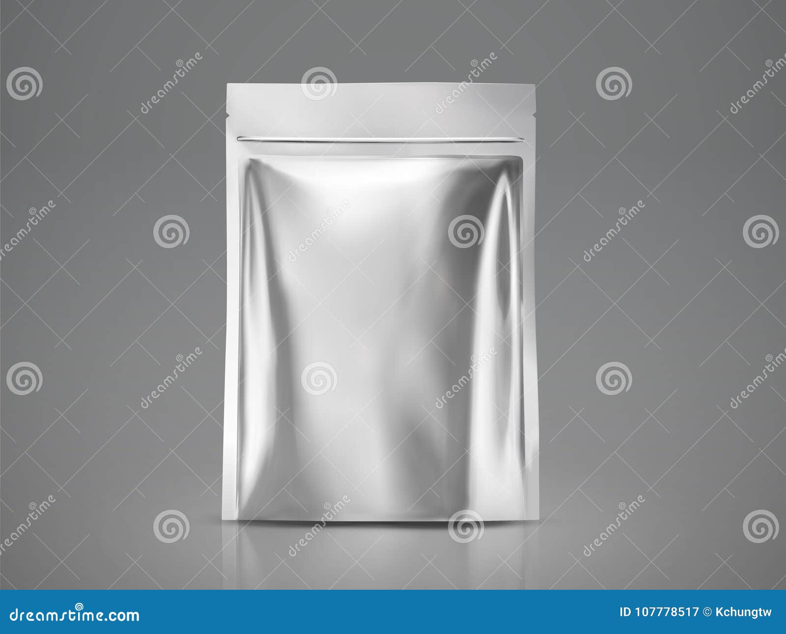 Blank Foil Food Snack Pillow Pouch Realistic Vector Mock-up. Sachet ...