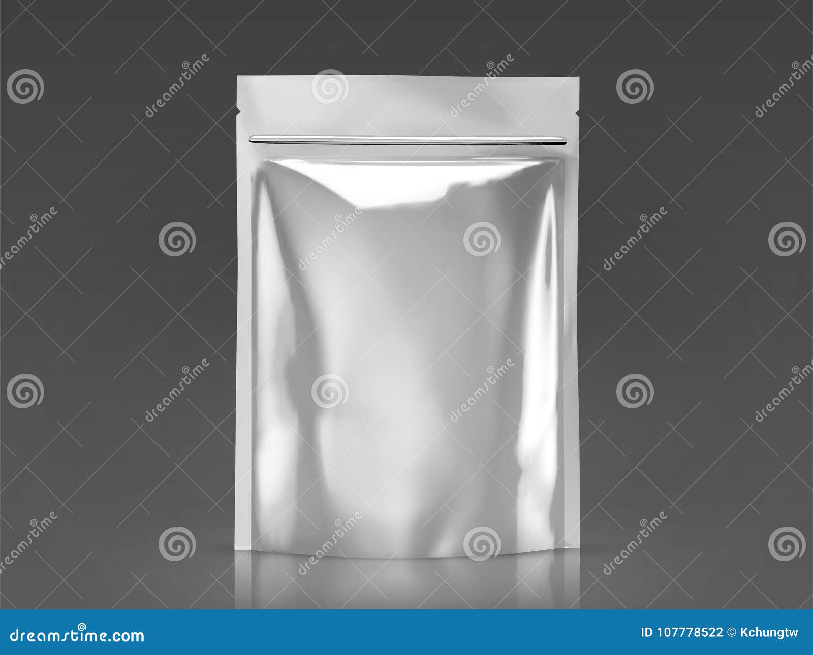 Blank Foil Food Snack Pillow Pouch Realistic Vector Mock-up. Sachet ...