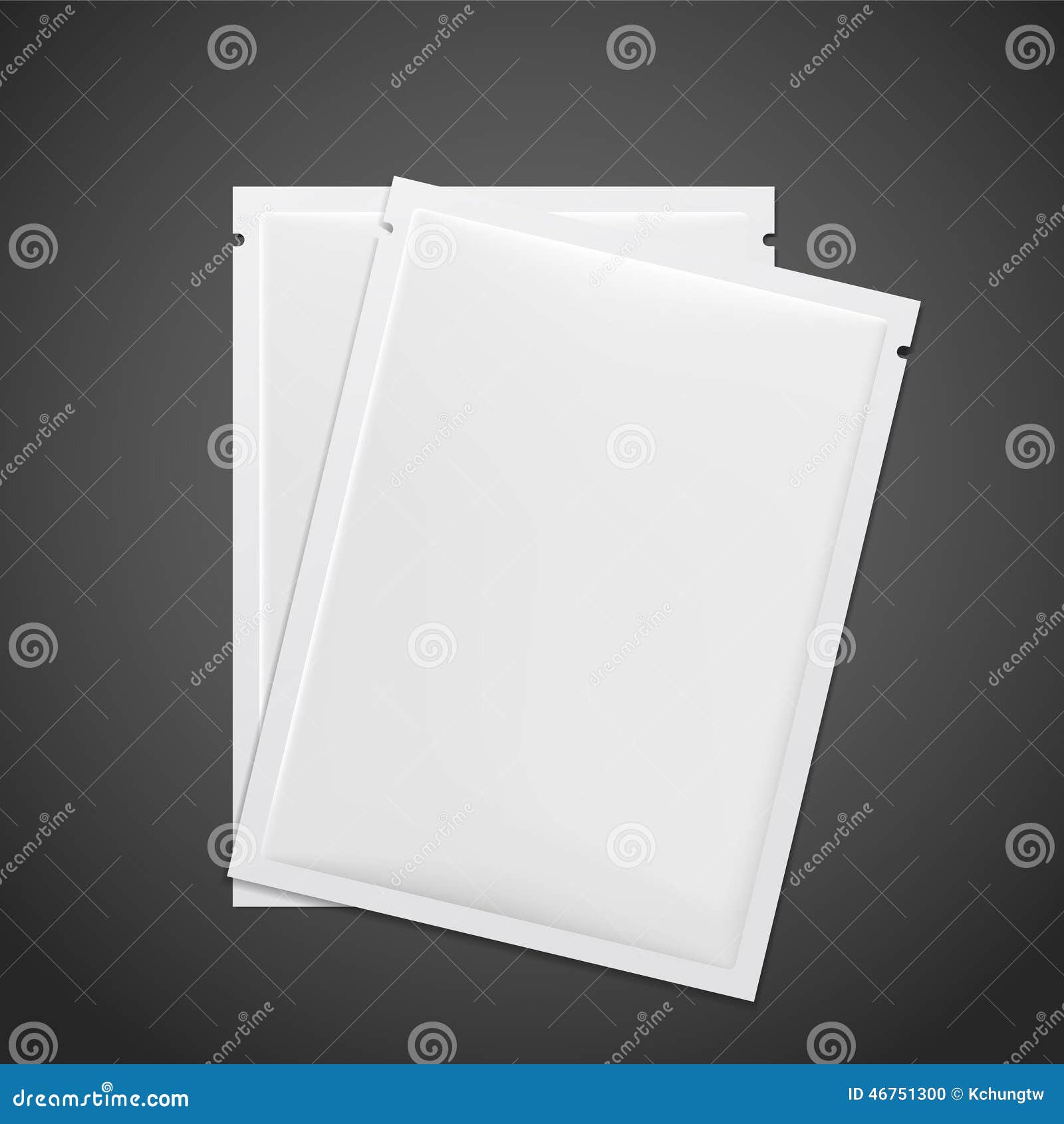 Blank Foil Food Snack Pillow Pouch Realistic Vector Mock-up. Sachet ...