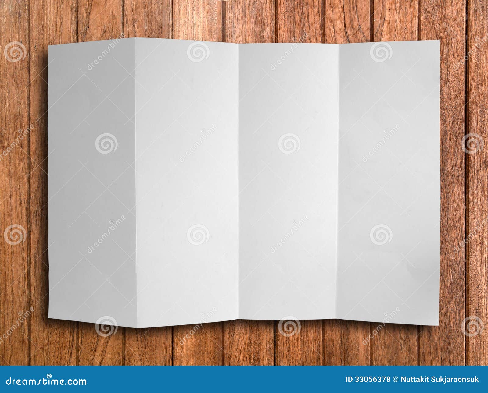 Blank Fold White Paper on Wood Stock Photo - Image of paper, single ...