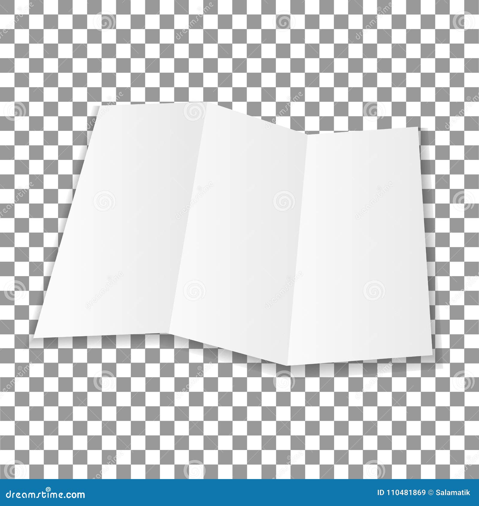 Blank Folded Leaflet White Paper. Sheet With Soft Shadows , Isolated On ...