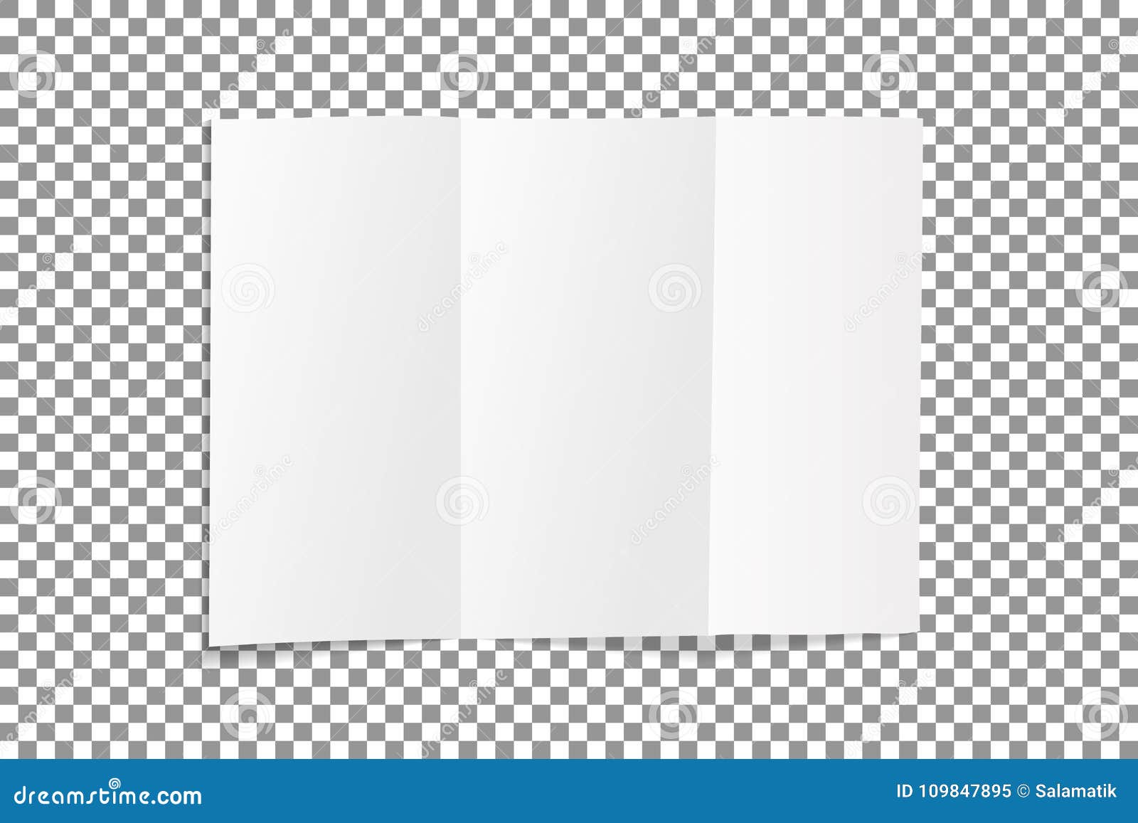 Blank Folded Leaflet White Paper. Sheet With Soft Shadows , Isolated On ...