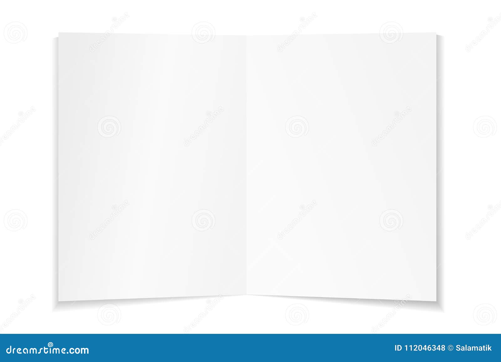 Blank Folded Leaflet White Paper. Sheet With Soft Shadows , Isolated On ...