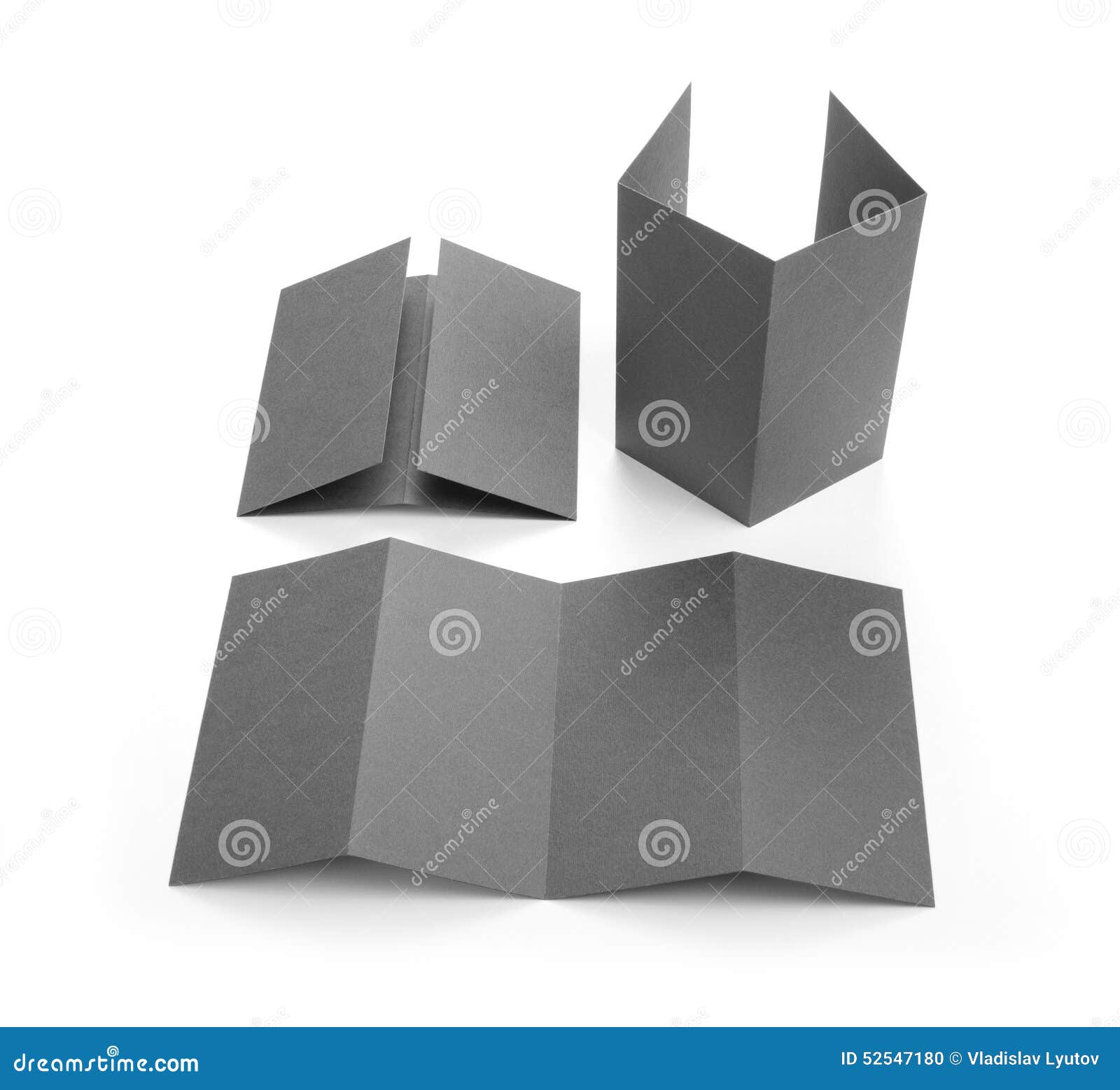 Blank Folded Paper Leaflet or Flyer Mockup. Stock Photo - Image of note ...