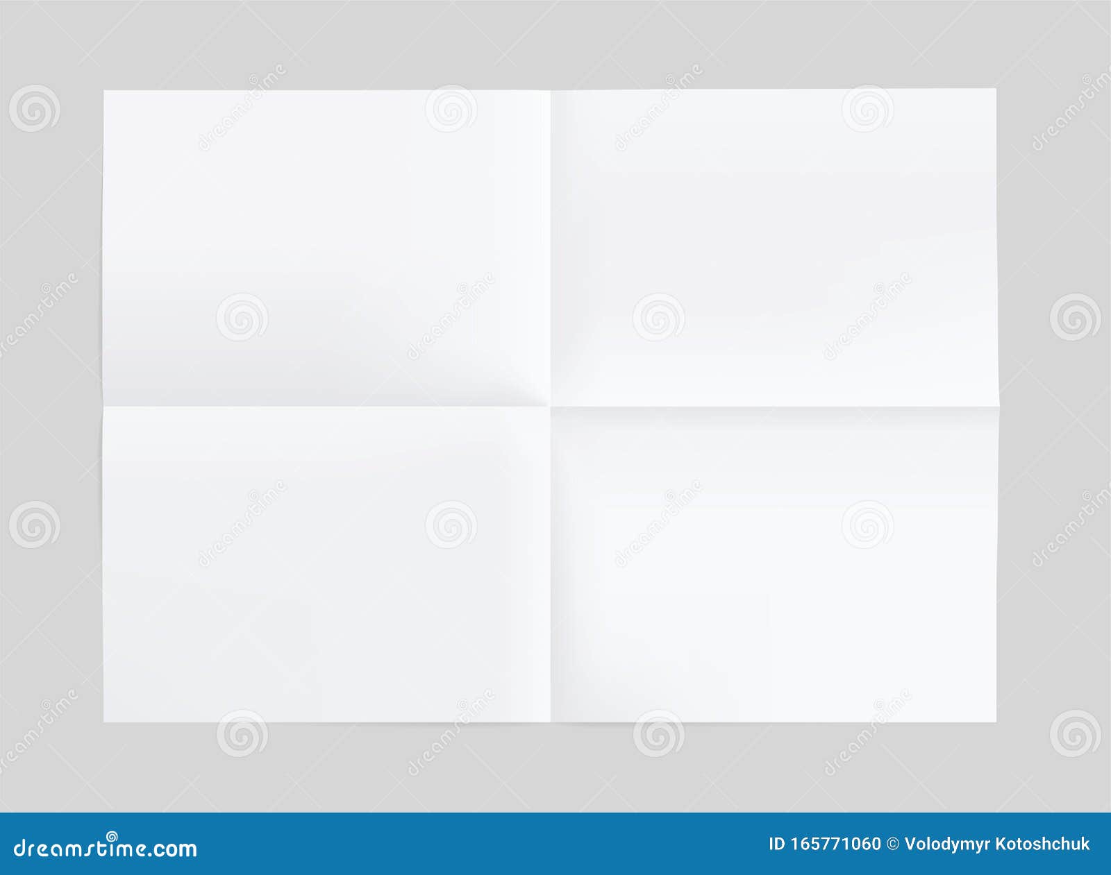 Blank of Folded in a Quarter Paper. Realistic Paper with Shadow - Stock ...