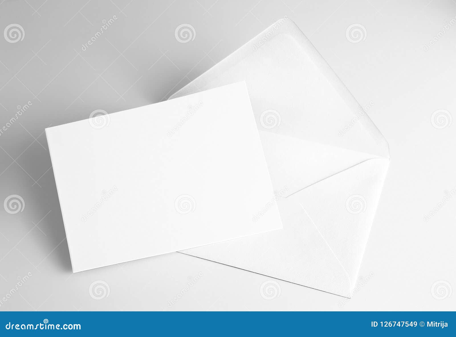 Blank Folded White Card and Envelope Stock Image - Image of school ...