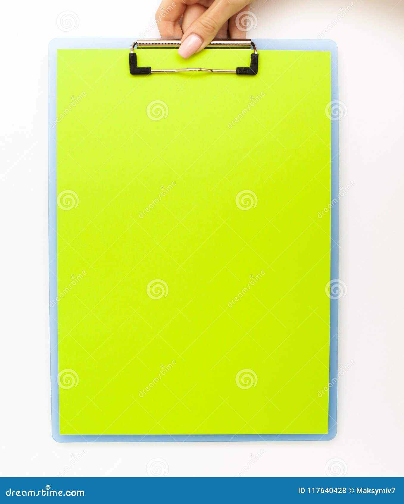 Blank Folder with Green Paper. Hand that Holding Folder and Hand Stock ...