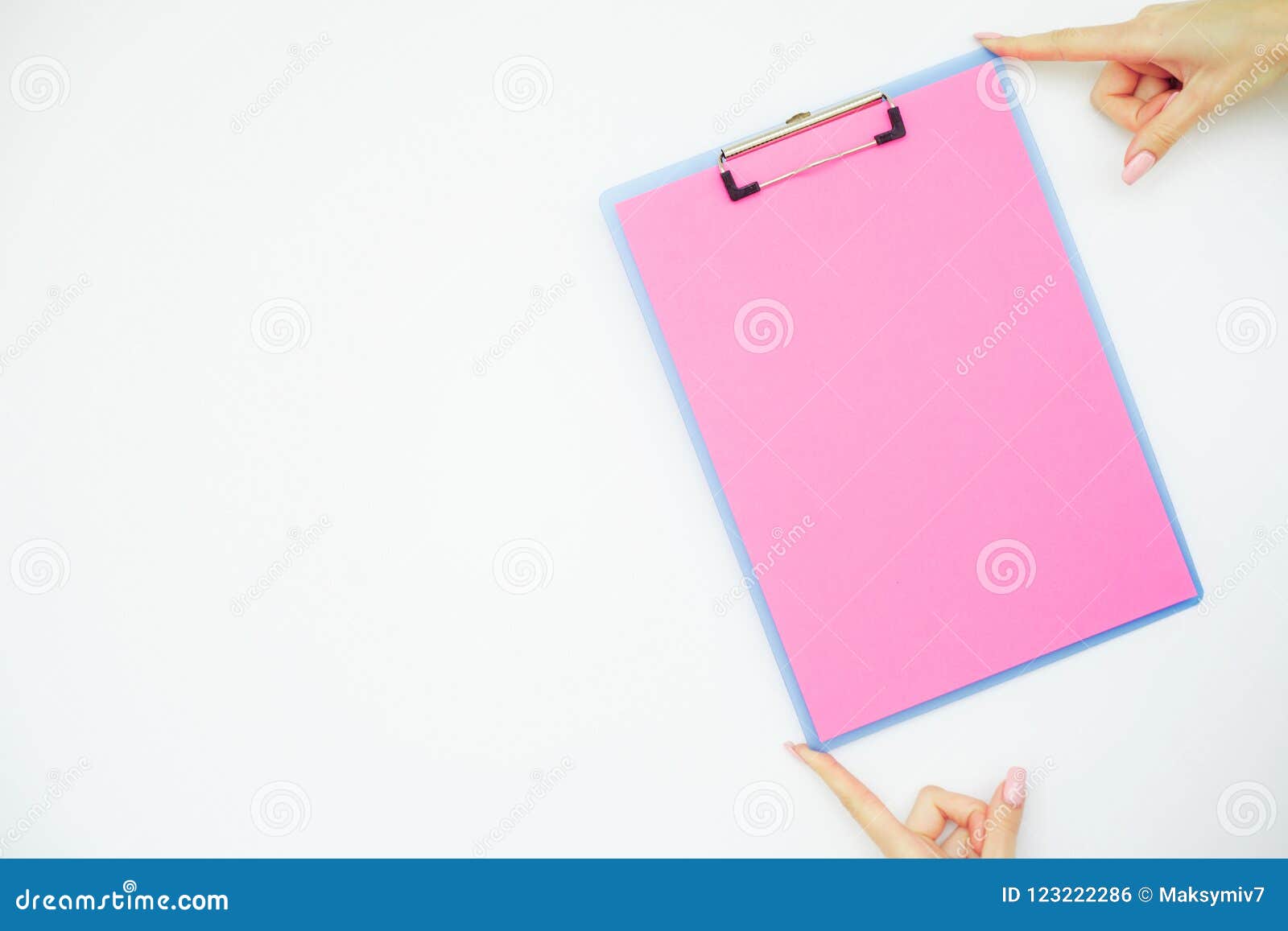 Blank Folder with Pink Paper. Hand that Holding Folder and Handle on ...