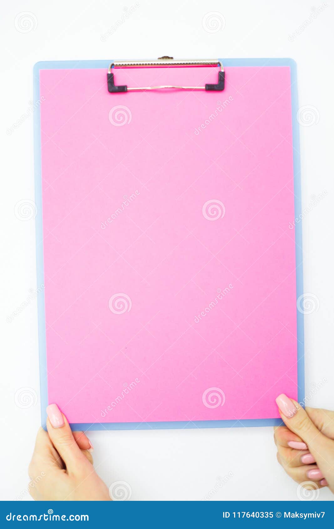Blank Folder with Pink Paper. Hand that Holding Folder and Handle on ...