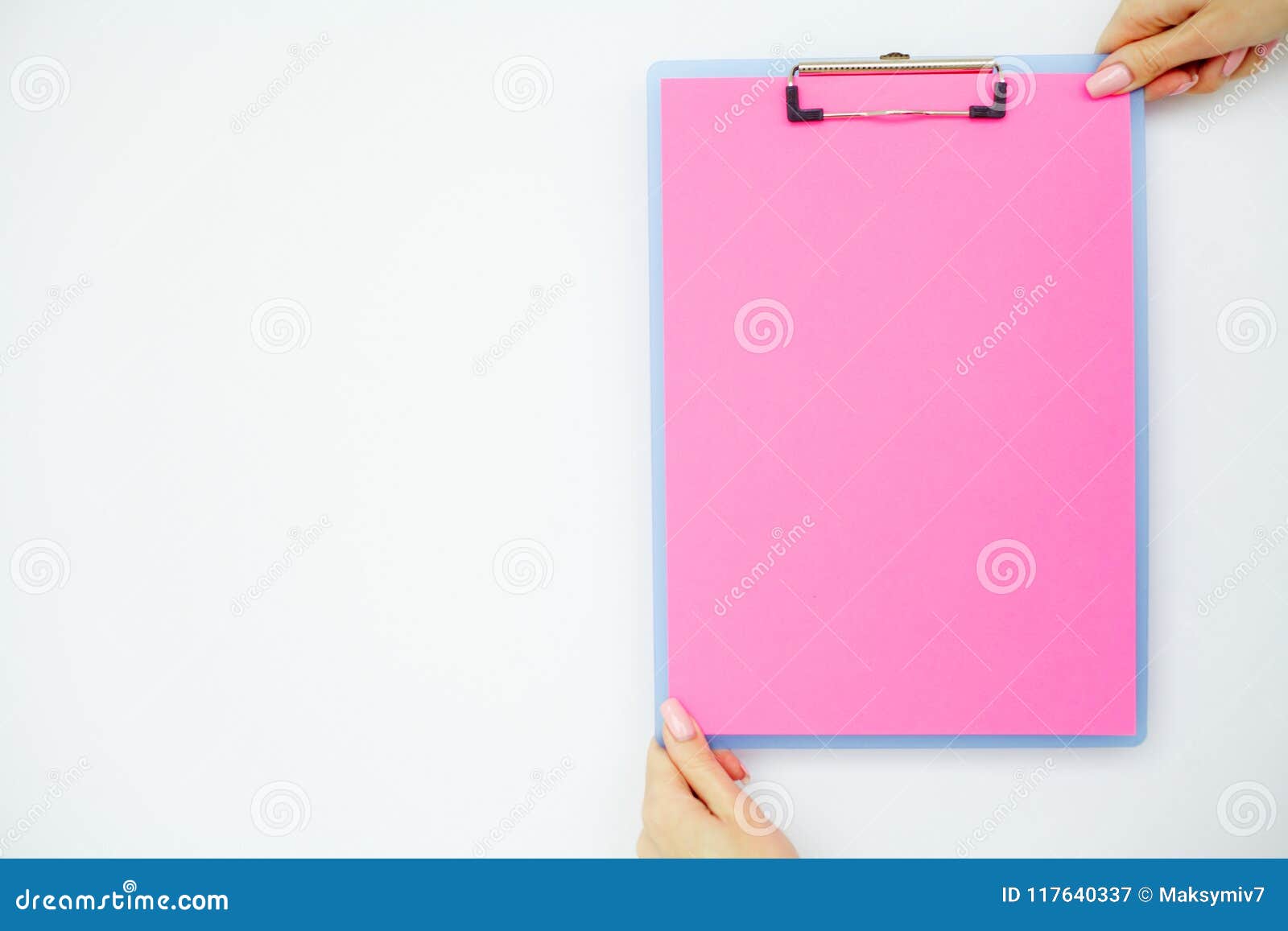 Blank Folder with Pink Paper. Hand that Holding Folder and Handle on ...