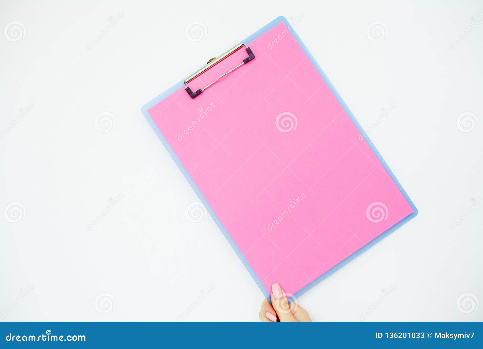 Blank Folder with Pink Paper. Hand that Holding Folder and Handle on ...